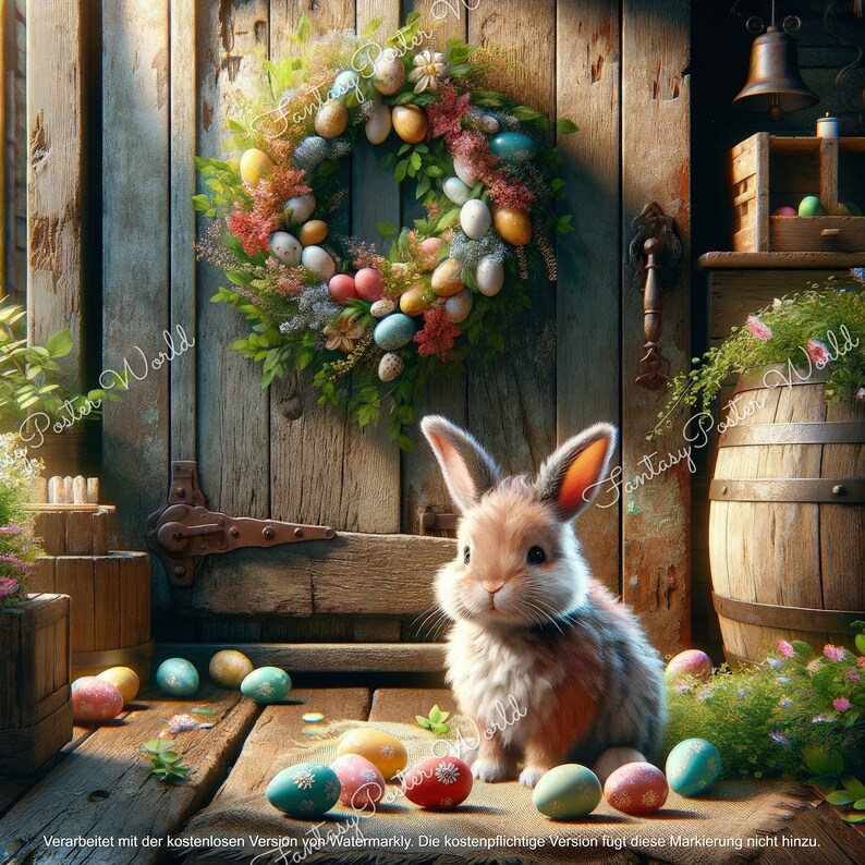 Easter Bunny Rabbit With Frame Digital Backdrop Photoshop Template ...