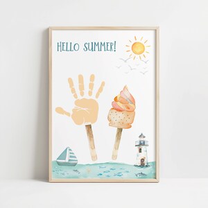 Hello Summer Handprint Art, Fun Summer Crafts for Kids, Printable ...