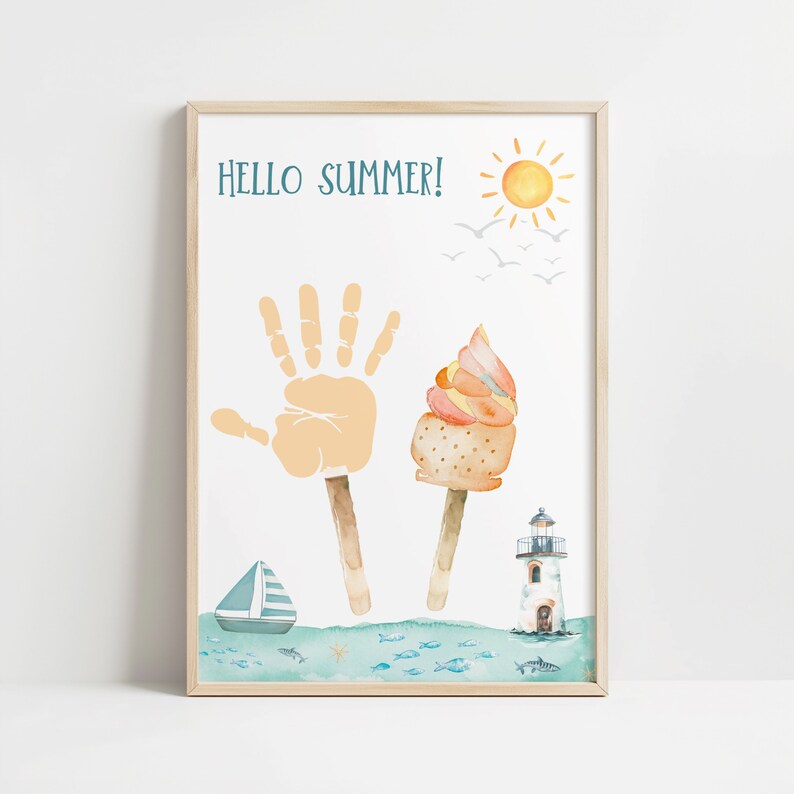 Hello Summer Handprint Art Fun Summer Craft for Kids Printable ...