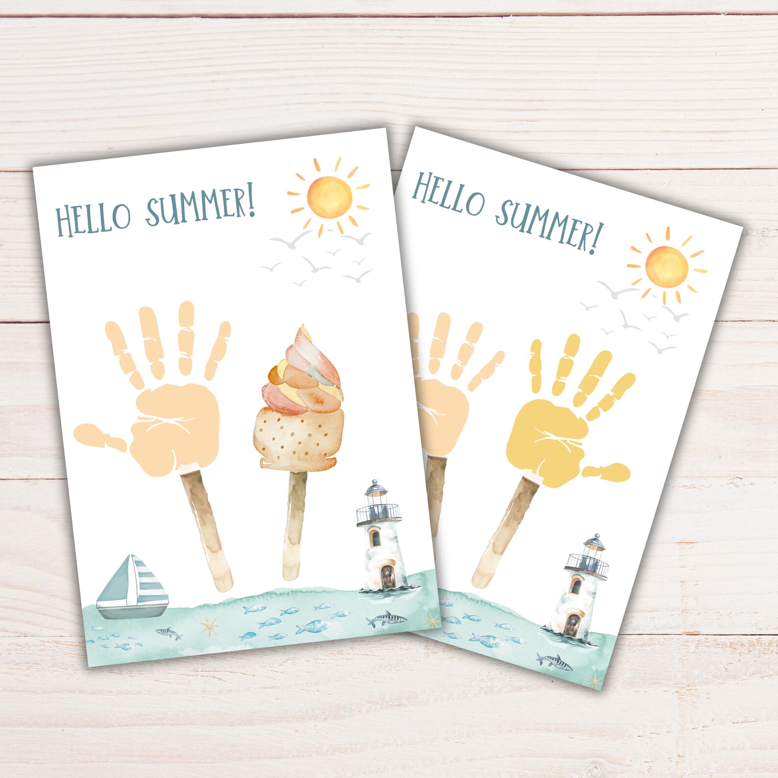 Hello Summer Handprint Art Fun Summer Craft for Kids Printable ...