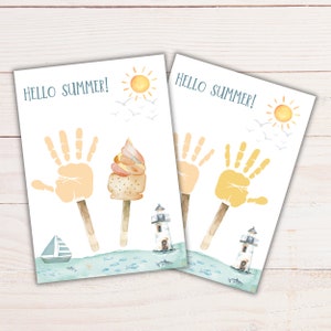 Hello Summer Handprint Art, Fun Summer Crafts for Kids, Printable ...