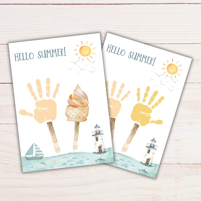 Hello Summer Handprint Art Fun Summer Craft for Kids Printable ...