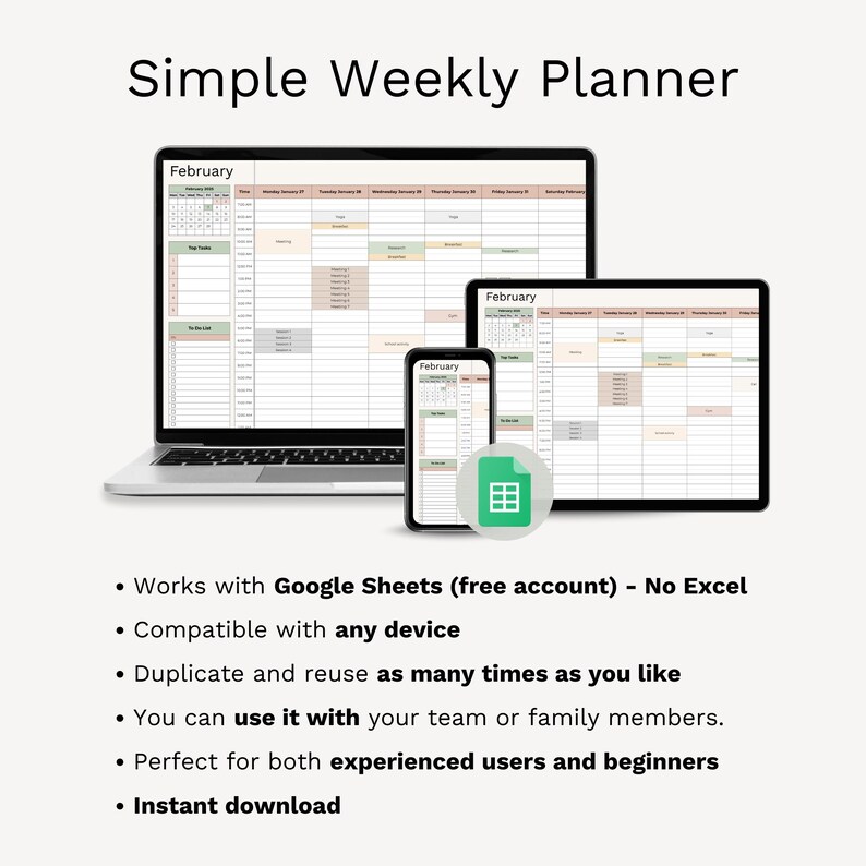 Weekly Time Blocking Calendar, Google Sheets Weekly Hourly Planner, To ...
