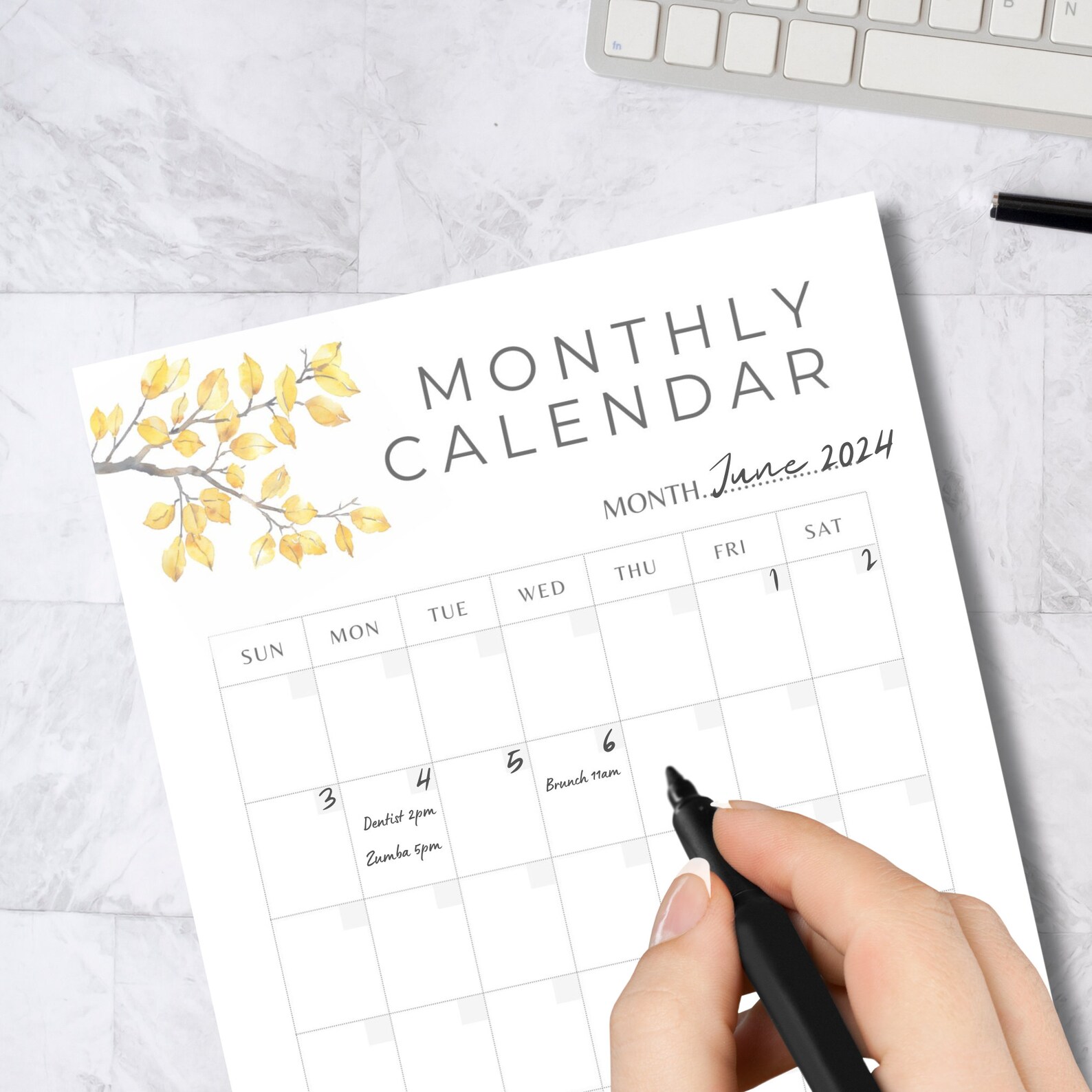 Printable Monthly Calendar, Blank Undated Calendar Template, Instant ...