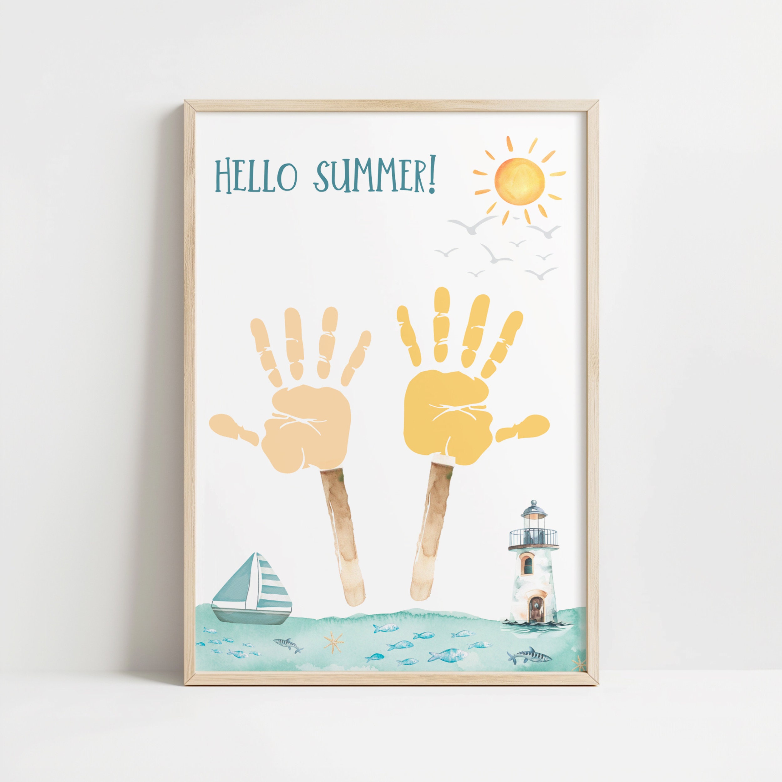 Hello Summer Handprint Art Fun Summer Craft for Kids Printable ...