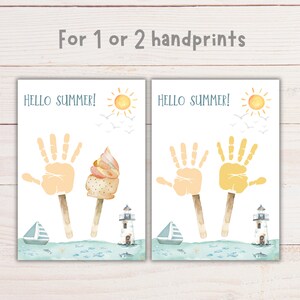 Hello Summer Handprint Art, Fun Summer Crafts for Kids, Printable ...