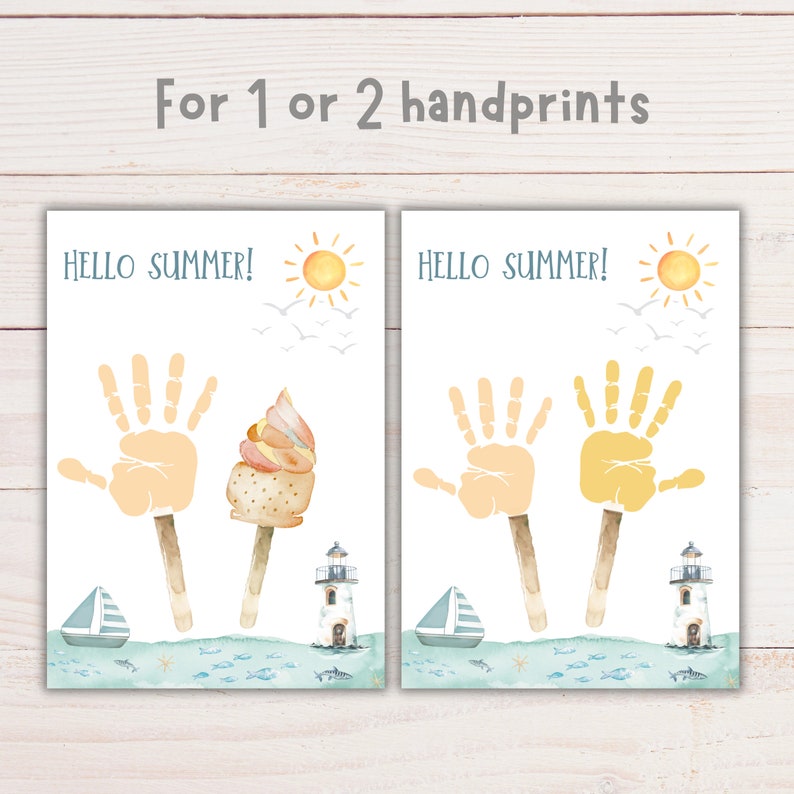 Hello Summer Handprint Art Fun Summer Craft for Kids Printable ...