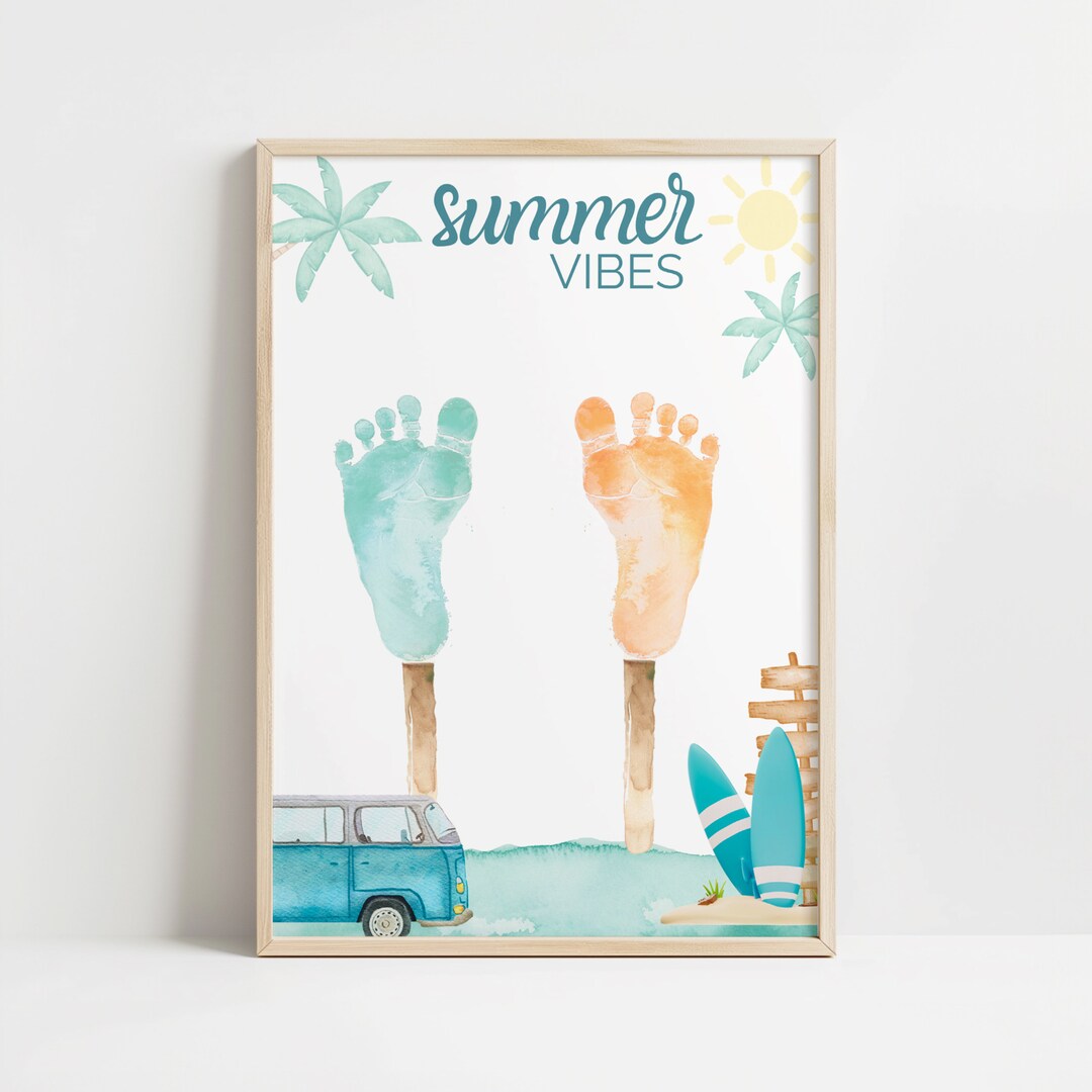 Hello Summer Footprint Art Fun Summer Craft for Kids Printable ...