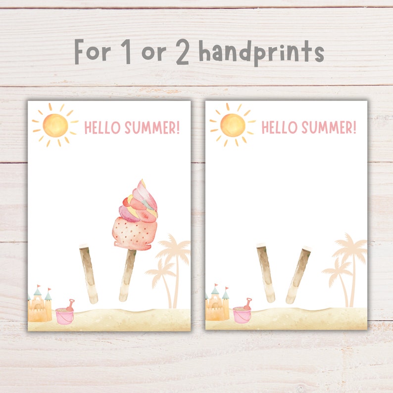 Summer Handprint Art for Kids Printable Fingerprint Keepsake - Etsy ...