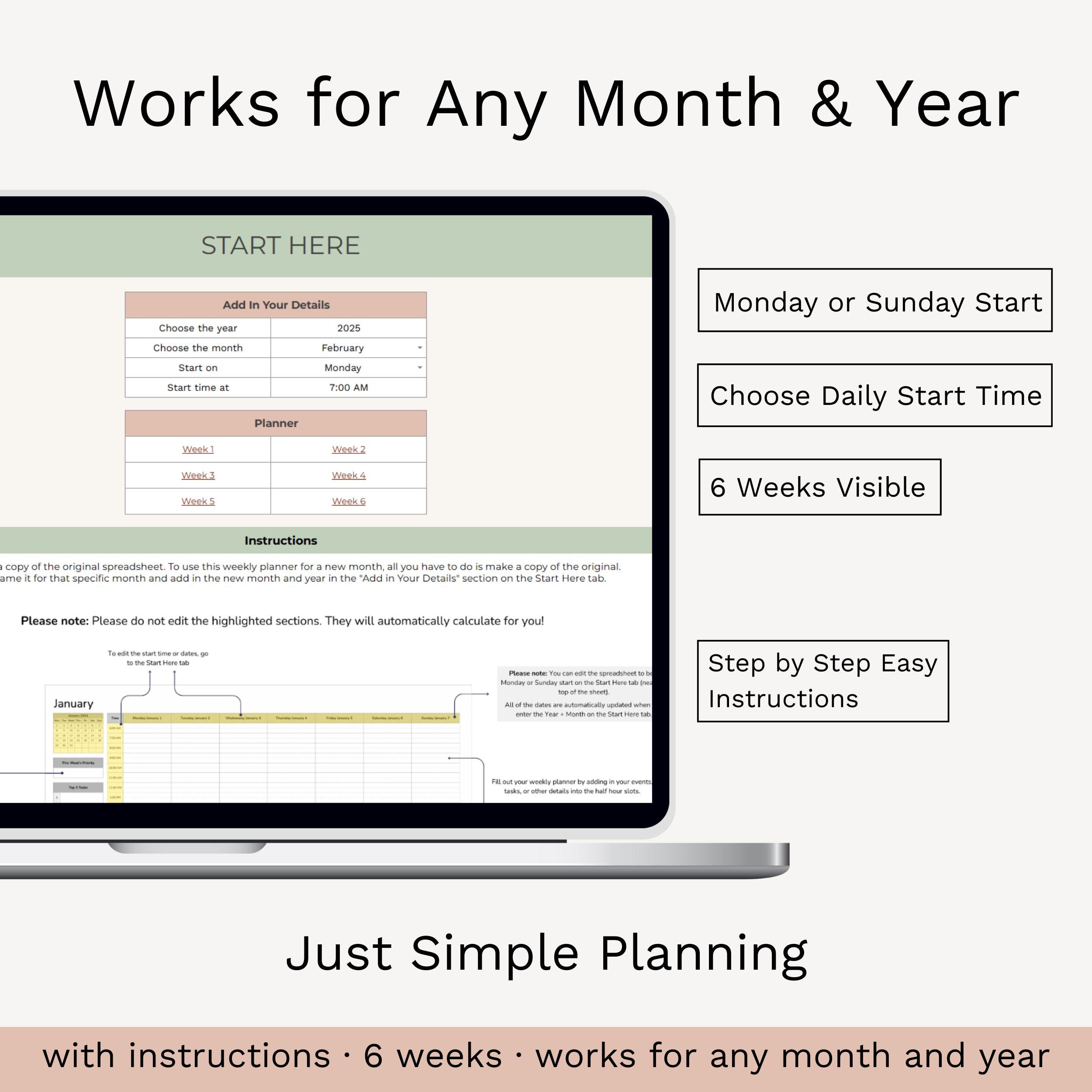 Weekly Time Blocking Calendar, Google Sheets Weekly Hourly Planner, To ...