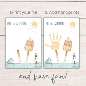Hello Summer Handprint Art, Fun Summer Crafts for Kids, Printable ...