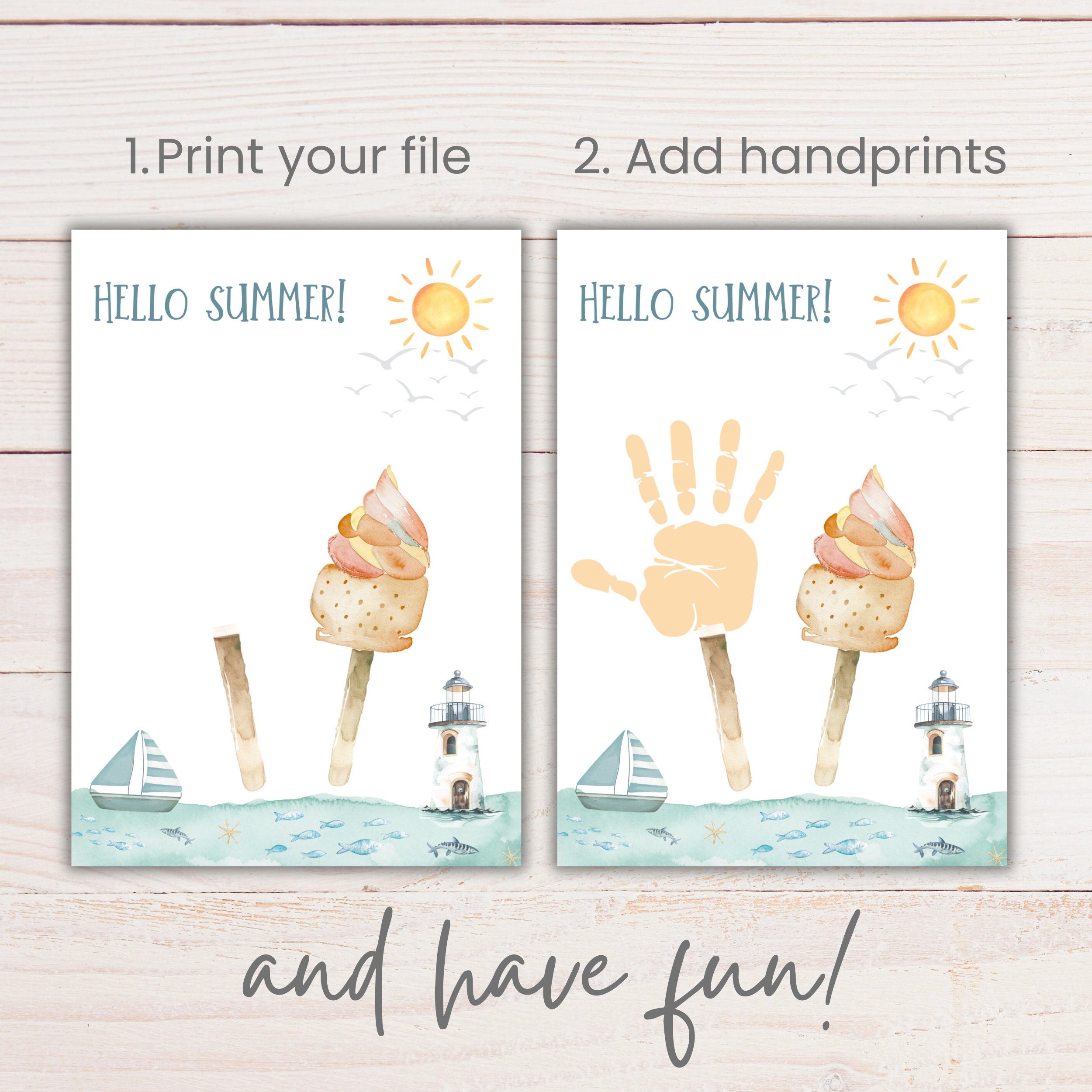 Hello Summer Handprint Art Fun Summer Craft for Kids Printable ...