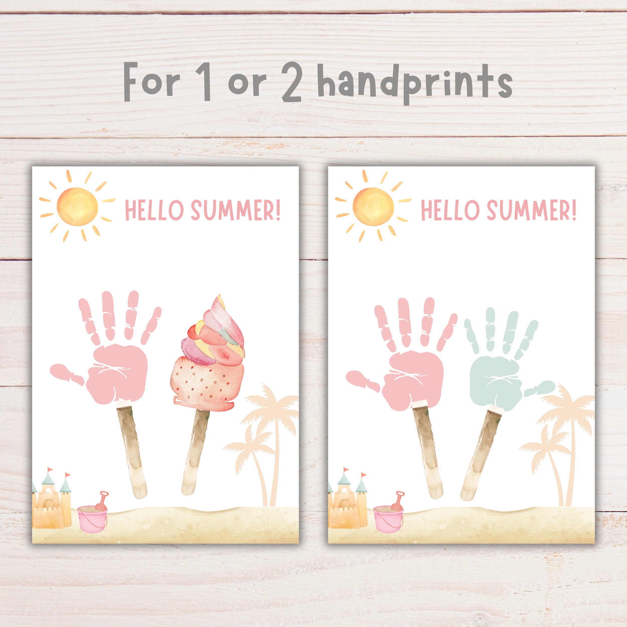 Summer Handprint Art for Kids Fingerprint Printable Keepsake - Etsy