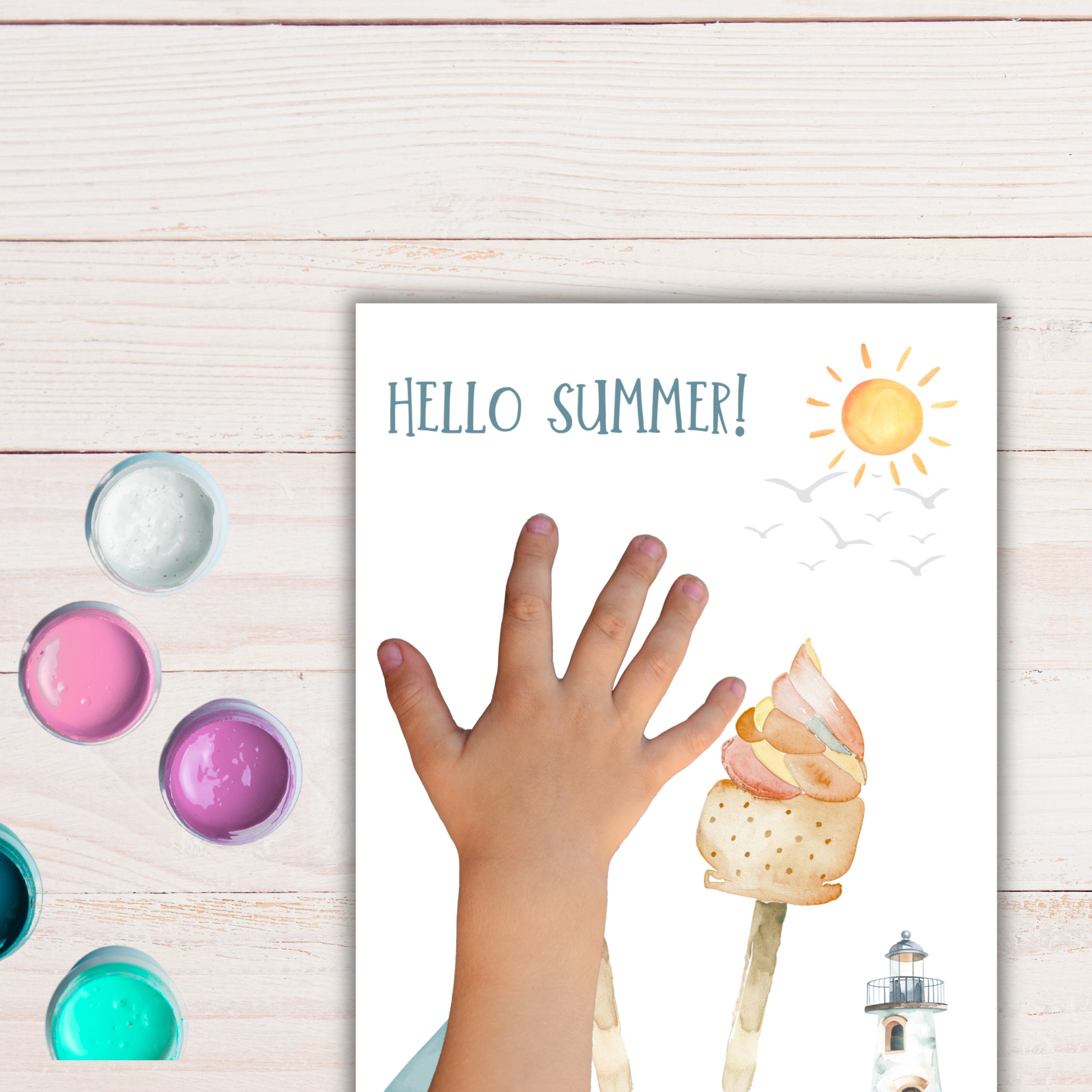 Hello Summer Handprint Art Fun Summer Craft for Kids Printable ...