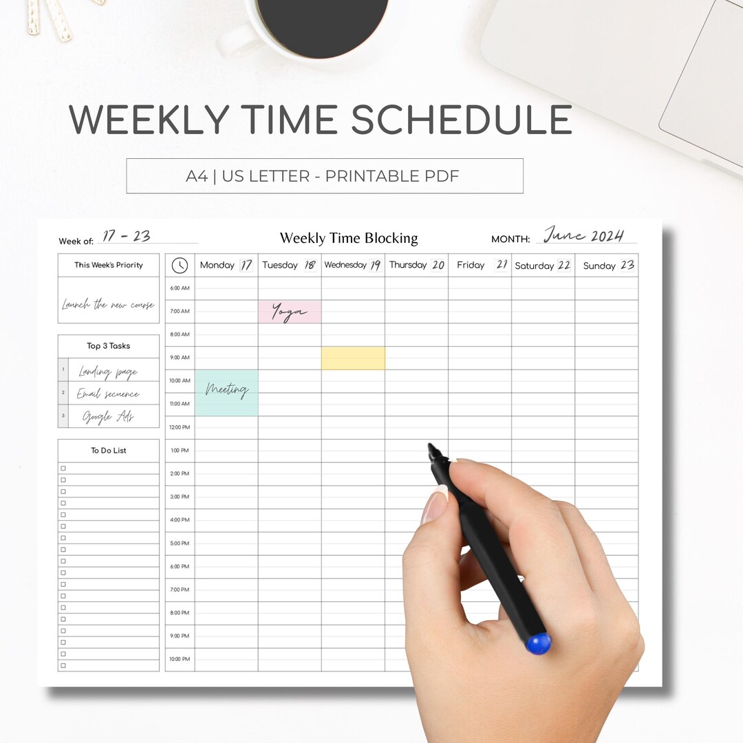 Plan Your Week With This Hourly Weekly Calendar - Printable, Undated ...