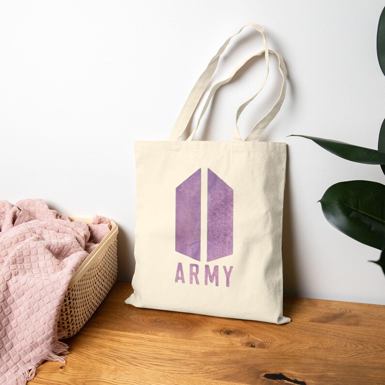 Army K-pop Fan Inspired Tote Bag | K-pop Canvas Bag | Army Gift Bag ...