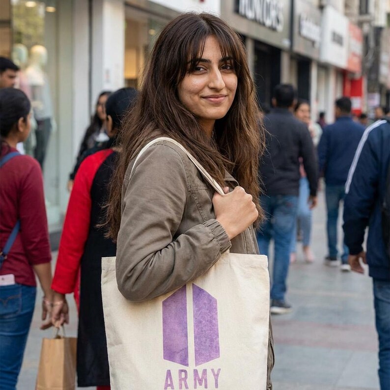 Army K-pop Fan Inspired Tote Bag | K-pop Canvas Bag | Army Gift Bag ...