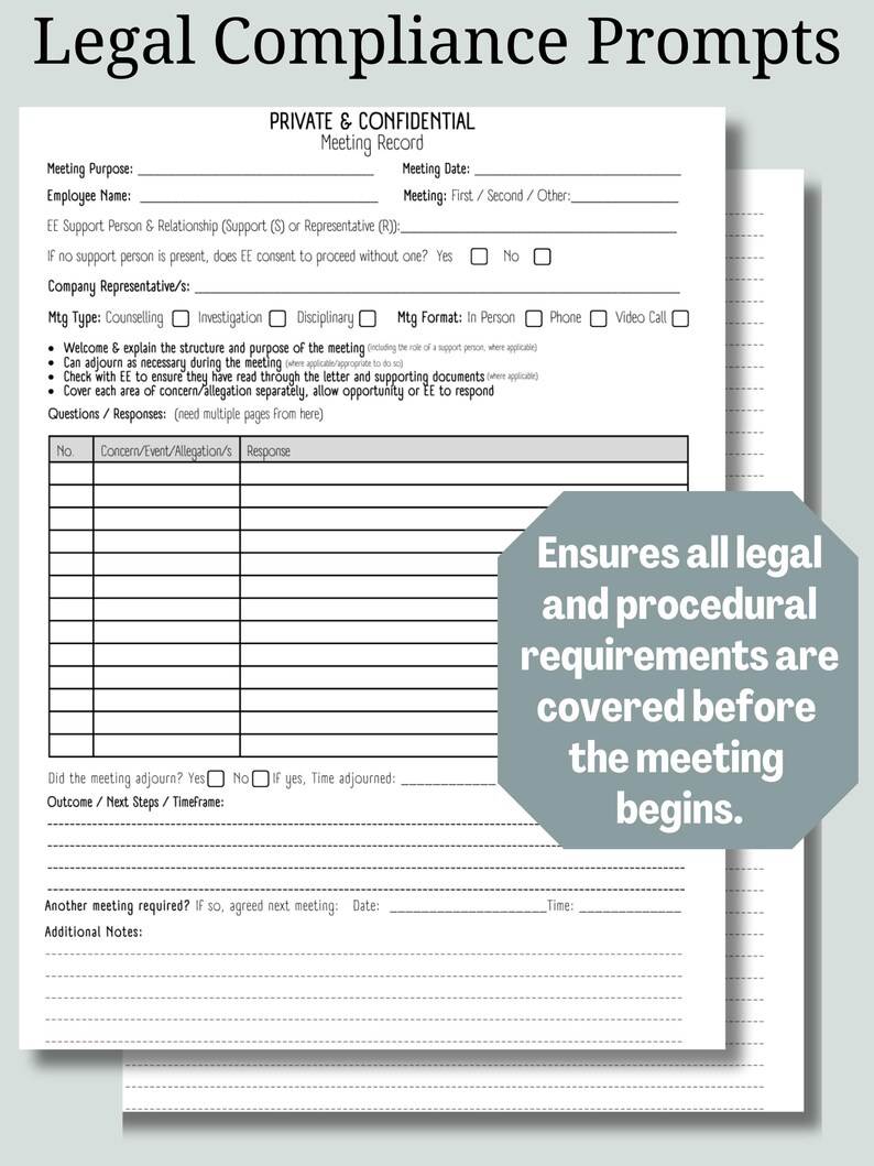 HR Confidential Meeting Template for Remarkable Tablet | Digital ...
