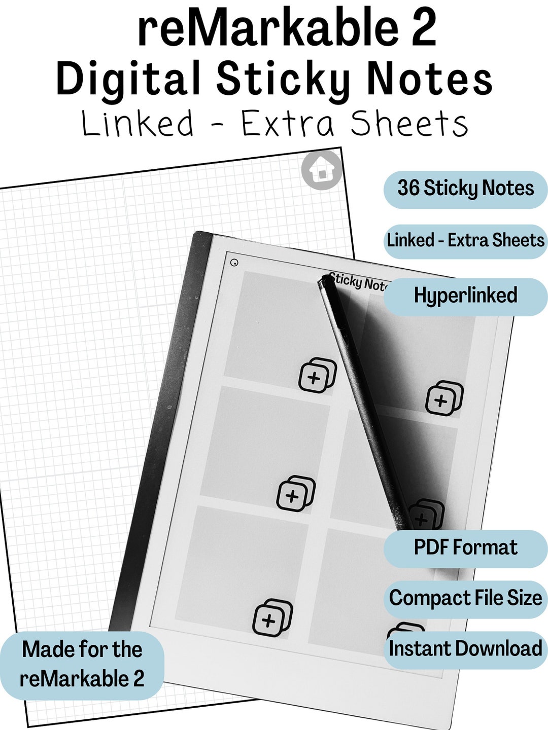 Digital Sticky Notes With Extra Note Sheet for Remarkable 2 ...