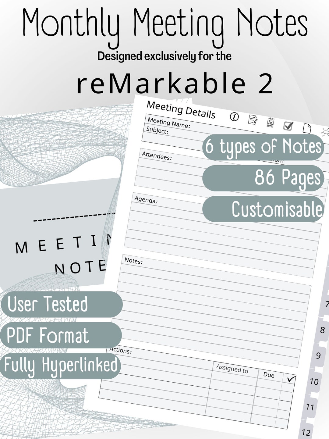 Remarkable 2 Planner Digital Meeting Template. Record Notes, Minutes ...