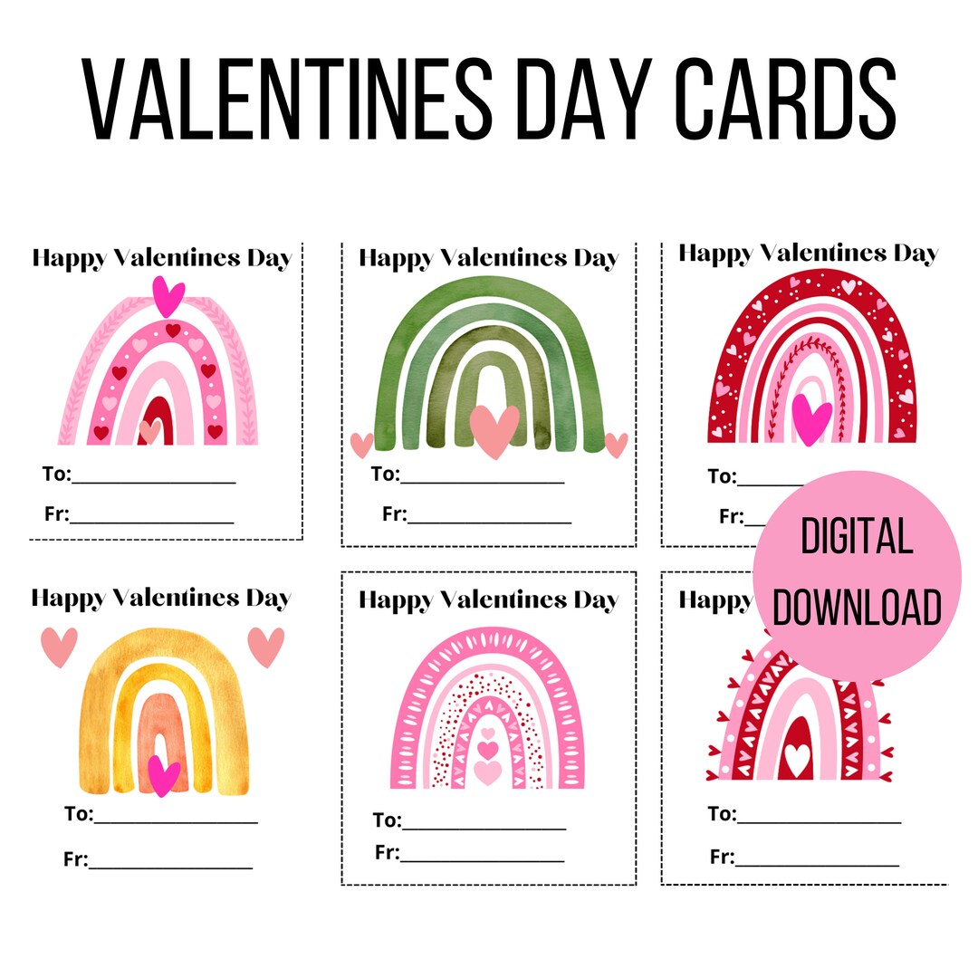Colourful Rainbow Cards Kids Valentines Day Cards Rainbow Valentines ...