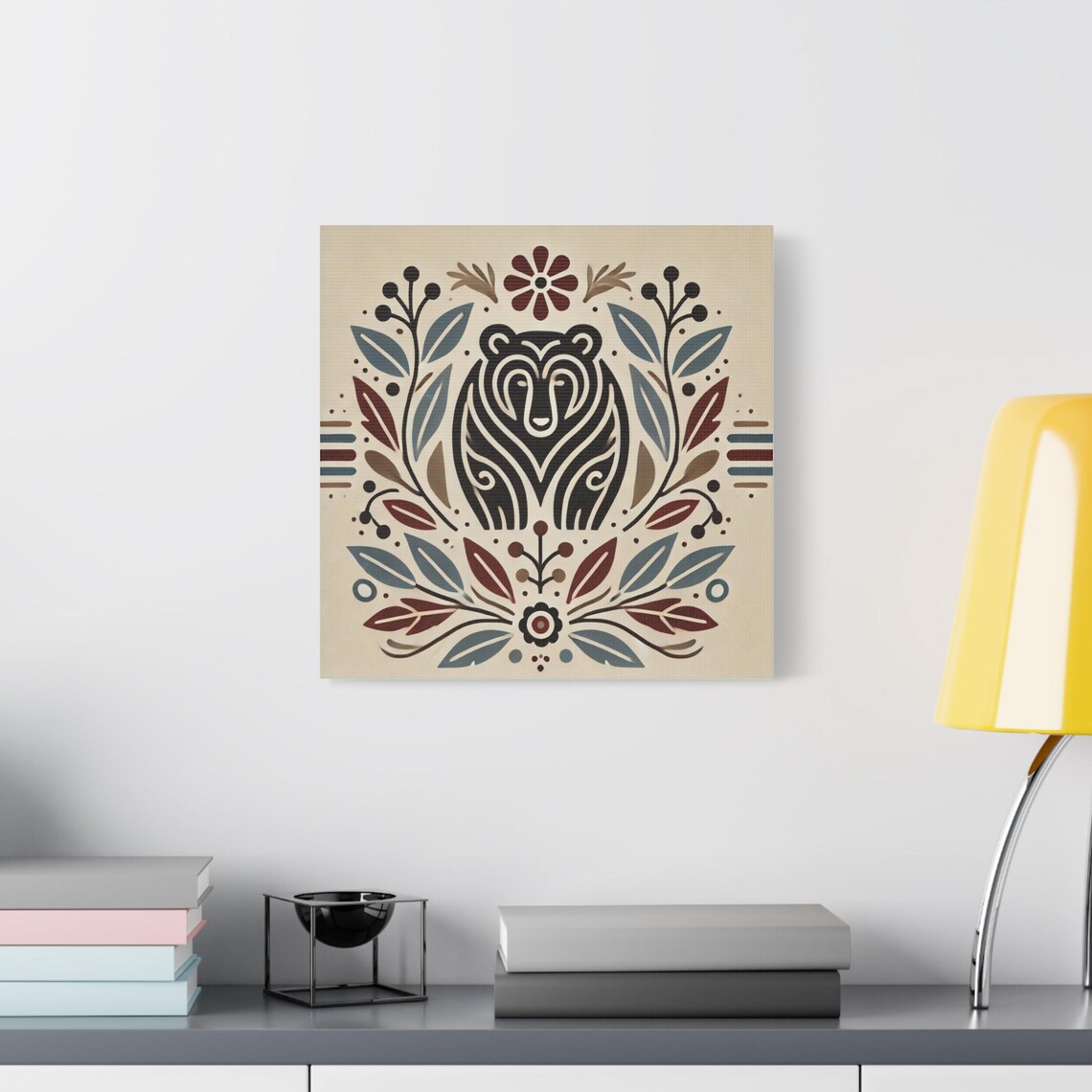 Woodland Ojibwe Canvas Print Makwa (bear) Art Native American Wall ...