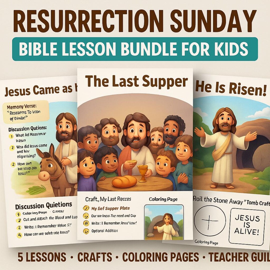 Resurrection Sunday Bible Lesson Bundle for Kids | 5 Printable Lessons ...