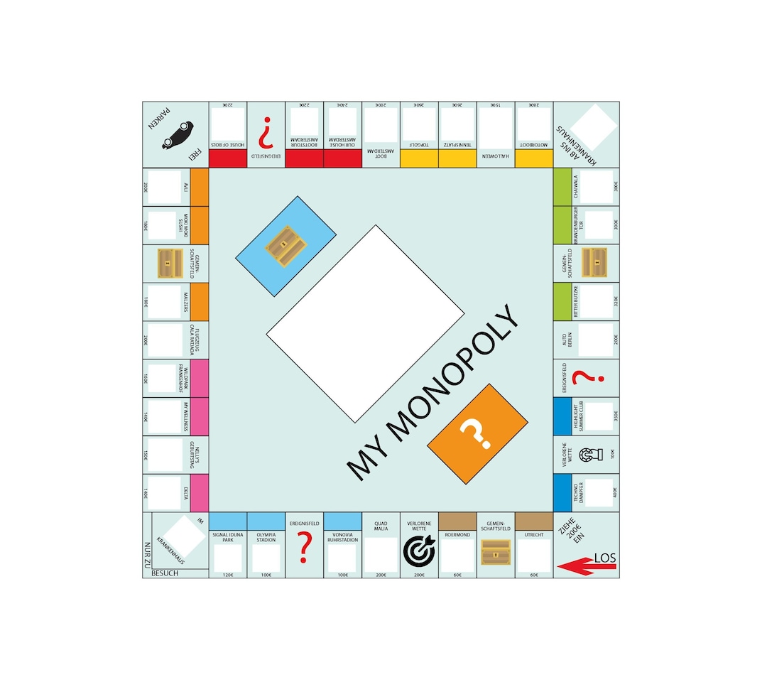 Monopoly Template Complete With Playing Field, Cards and Banknotes - Etsy