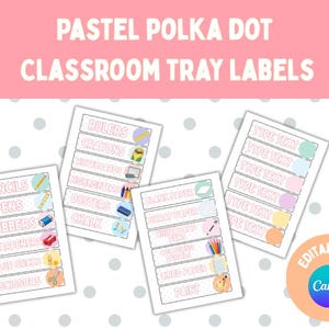 Pastel Polka Dot Classroom Tray Labels - Etsy