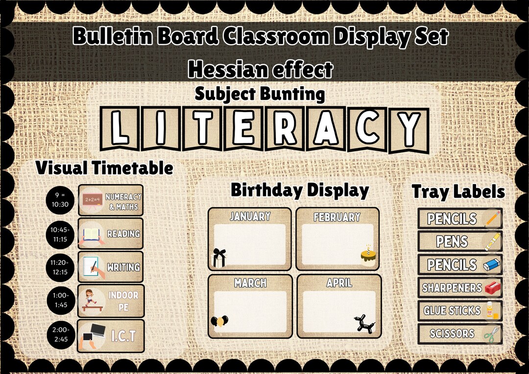 Hessian Themed Classroom Bulletin Board Display Bundle - Etsy