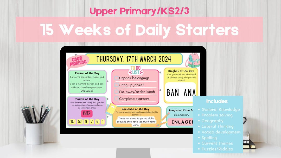 Daily Starter Class Display Slides Upper Primary/ks2/ks3 - Etsy