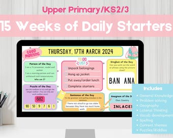 ASN Friendly/calming Colours Daily Morning Starter Class Display Slides ...