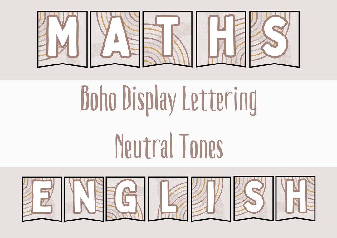 Boho Themed Subject Bulletin Board Display Bunting/lettering - Etsy