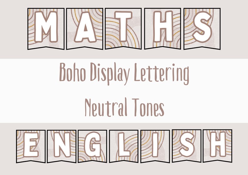Boho Themed Subject Bulletin Board Display Bunting/lettering - Etsy
