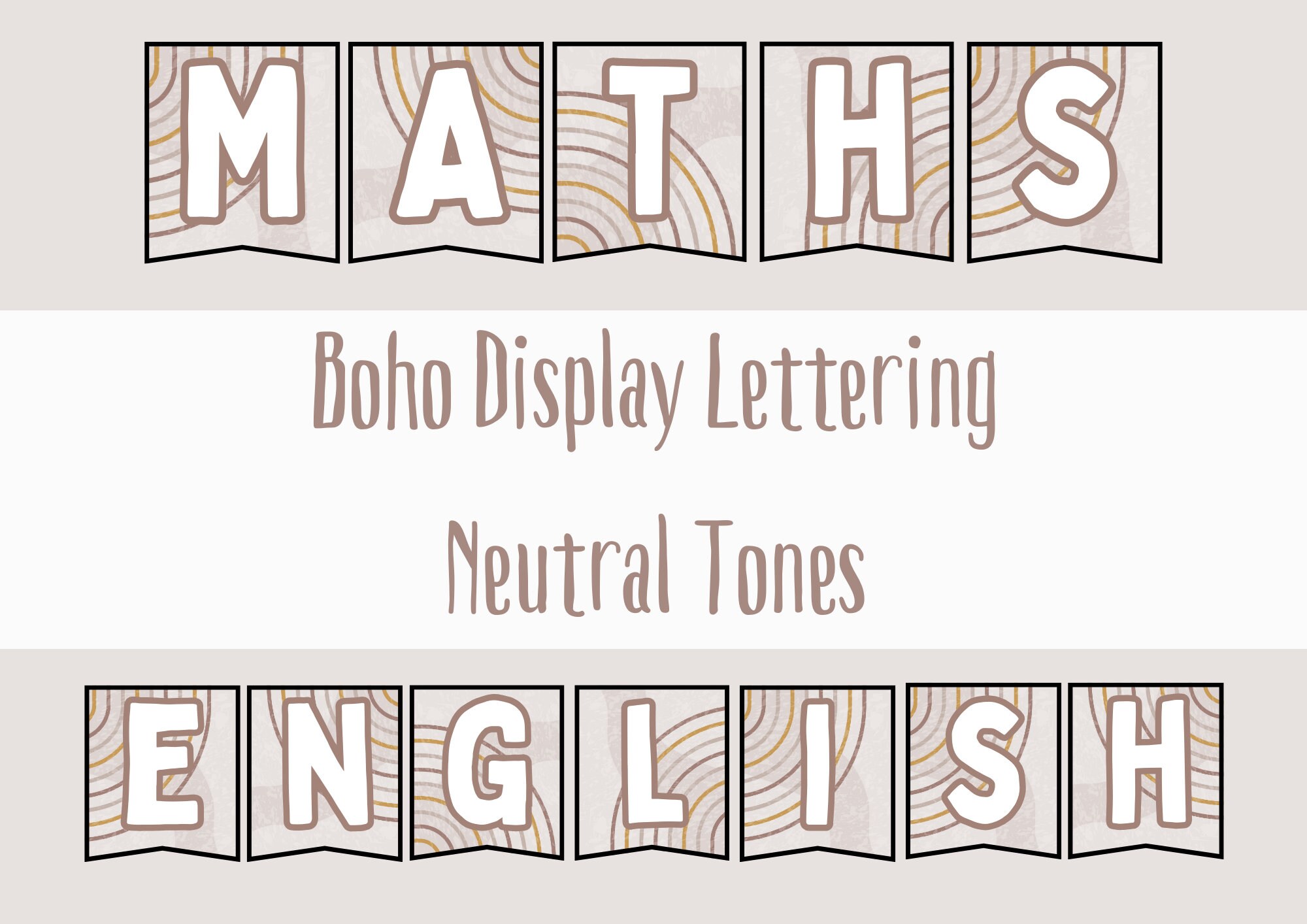 Boho Themed Subject Bulletin Board Display Bunting/lettering - Etsy