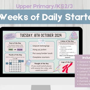 ASN Friendly/calming Colours Daily Morning Starter Class Display Slides ...