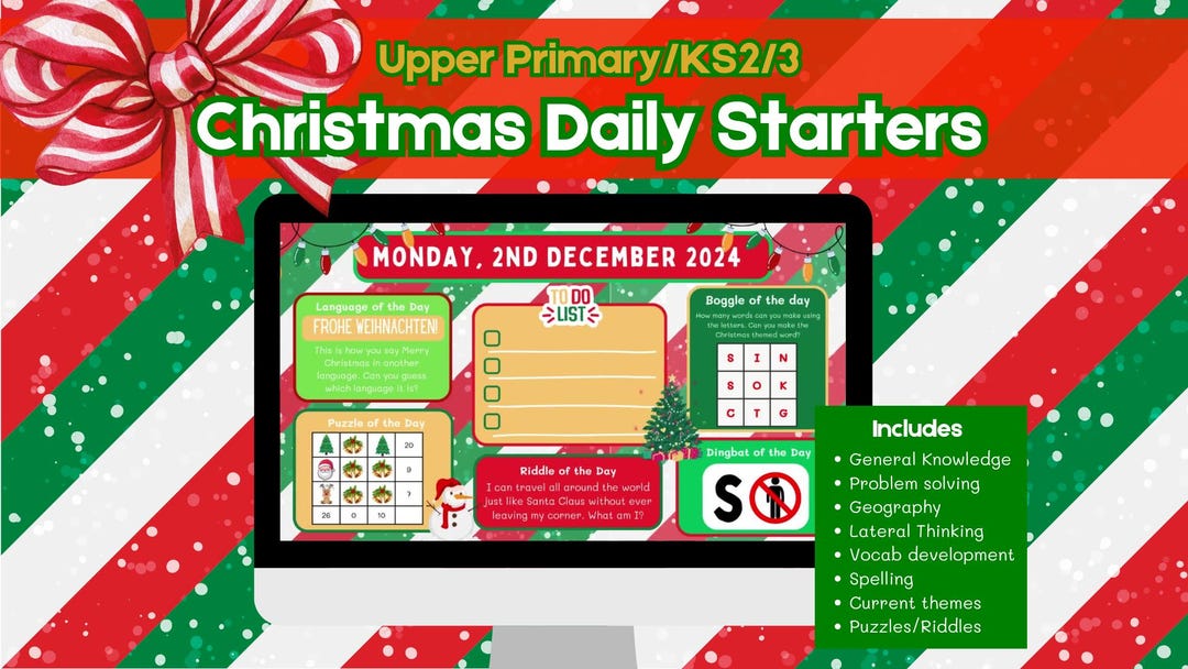 Christmas Daily Starter Class Display Slides Upper Primary/ks2/ks3 - Etsy