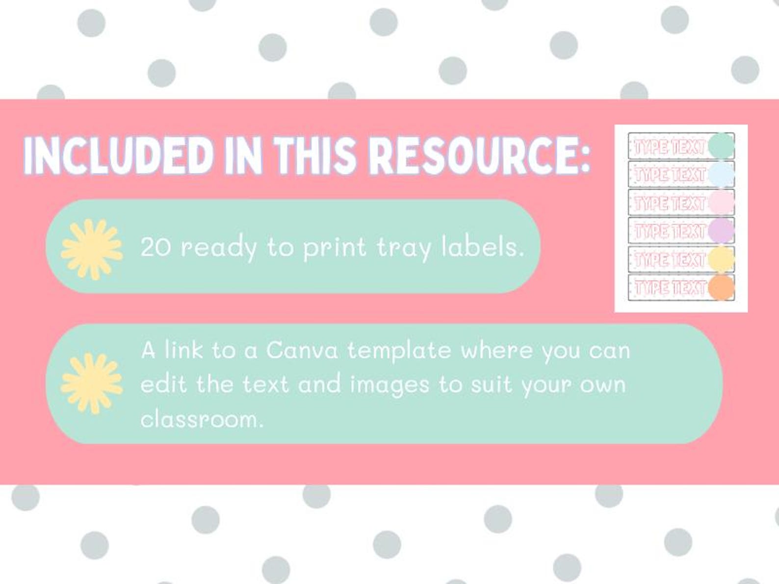 Pastel Polka Dot Classroom Tray Labels - Etsy