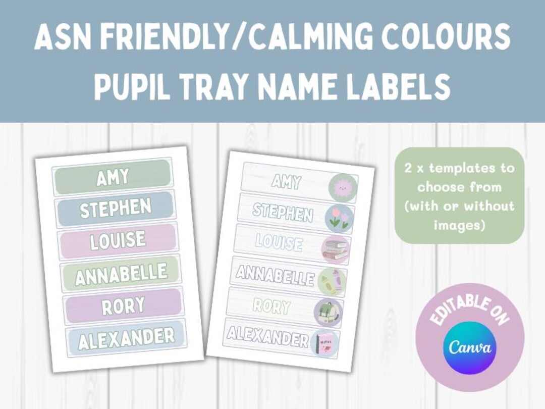 ASN Friendly/calming Colours Classroom Pupil Name Tray Labels - Etsy ...