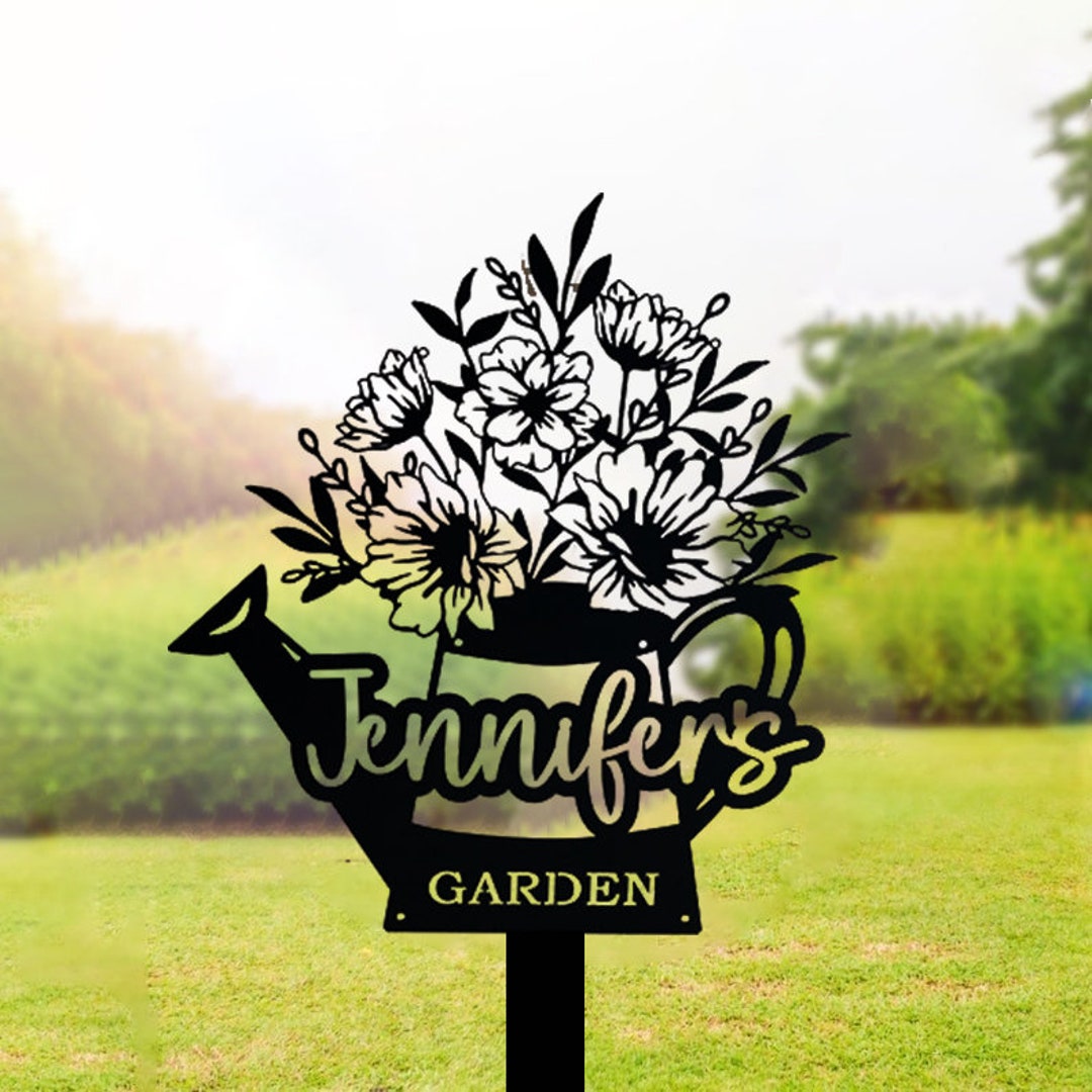 Custom Watering Can Metal Garden Sign, Custom Flower Garden Sign ...