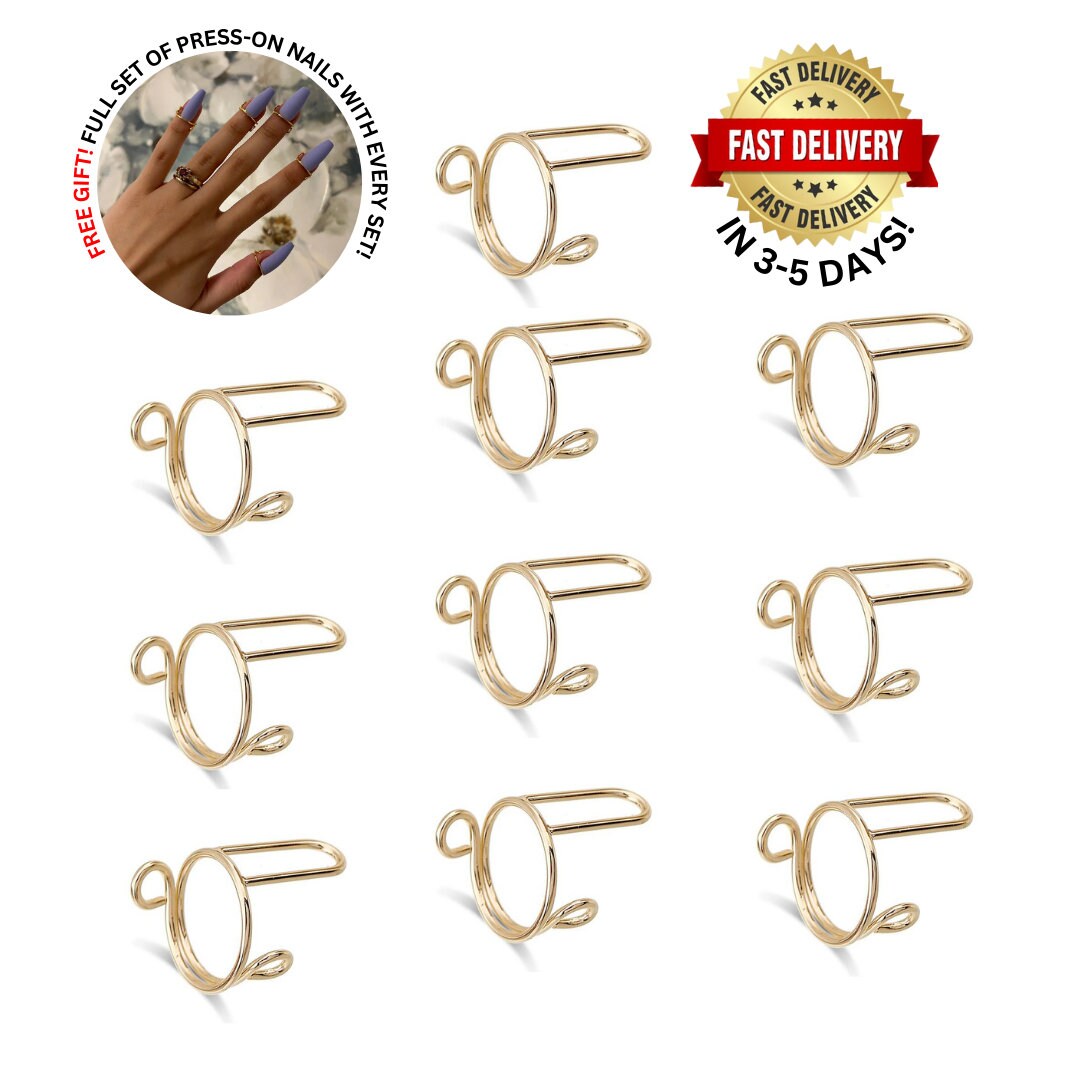 Non Tarnish Wudu Nail Rings Gold or Silver Adjustable 10pcs With Free ...