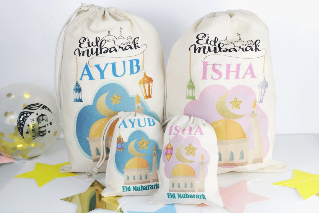 Personalised Eid Sacks / Eid Ramadan Gift Bags, Eid Gift for Kids ...
