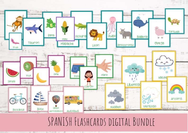 Spanish Flashcards for Kids - 18 Entertaining Categories - Printable ...