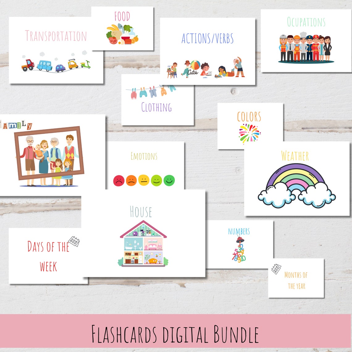 ULTIMATE Digital Flashcards Bundle, Printable, Kids, English Flashcards ...
