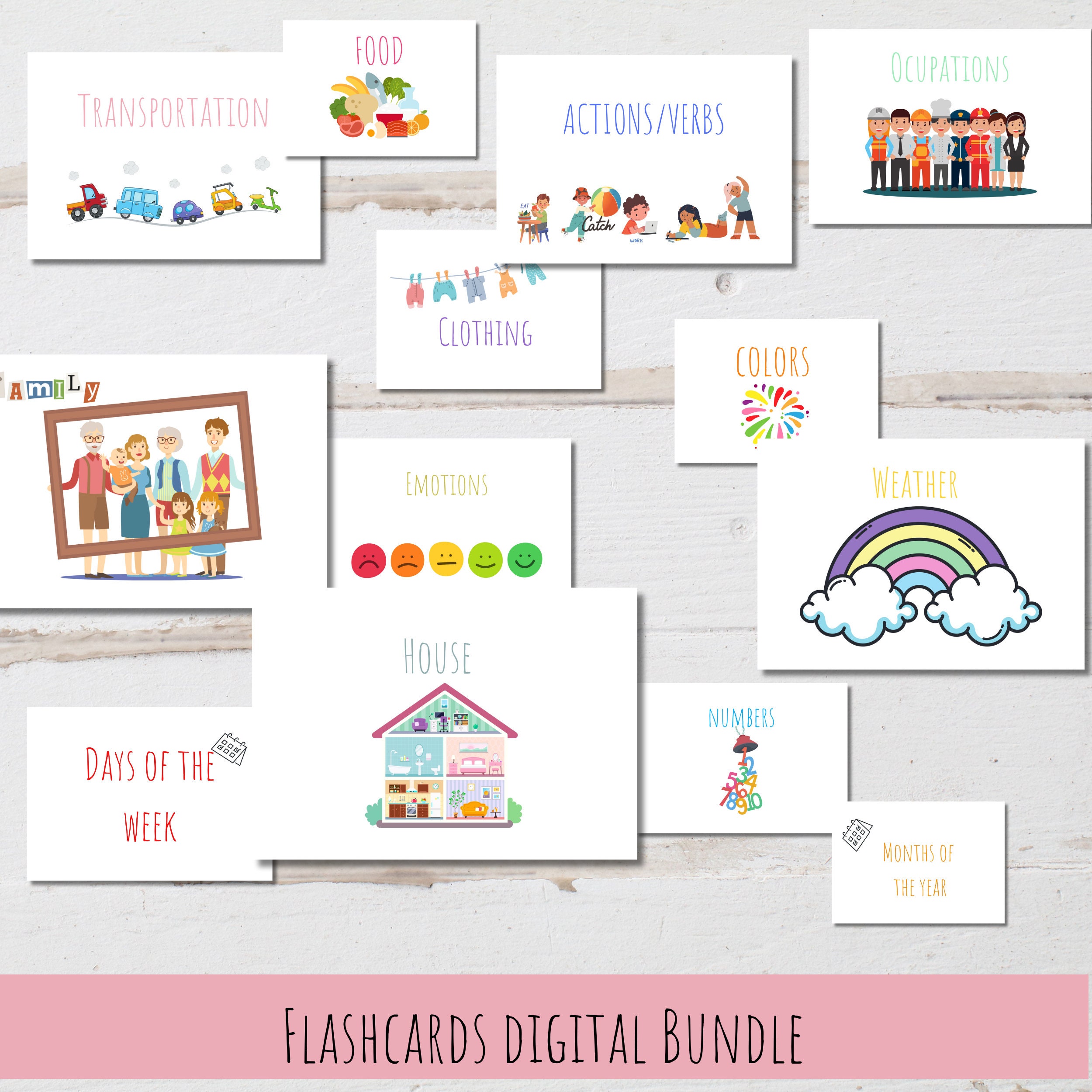 ULTIMATE Digital Flashcards Bundle, Printable, Kids, English Flashcards ...