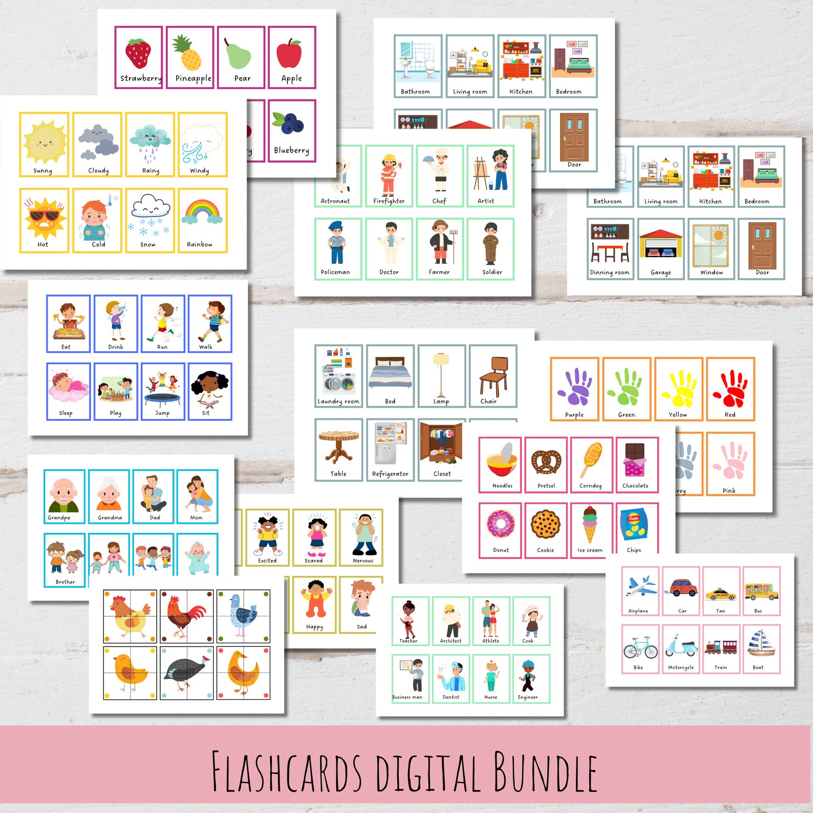 ULTIMATE Digital Flashcards Bundle, Printable, Kids, English Flashcards ...