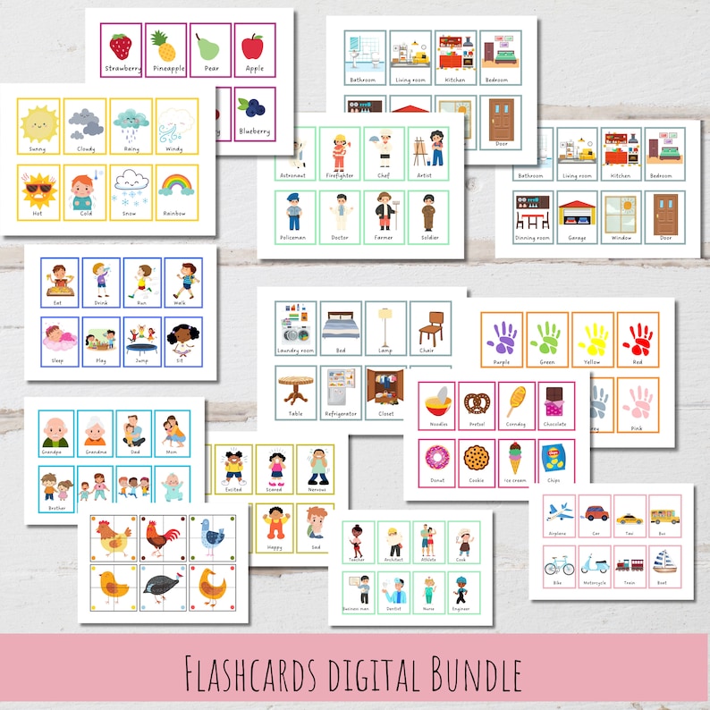 ULTIMATE Digital Flashcards Bundle, Printable, Kids, English Flashcards ...