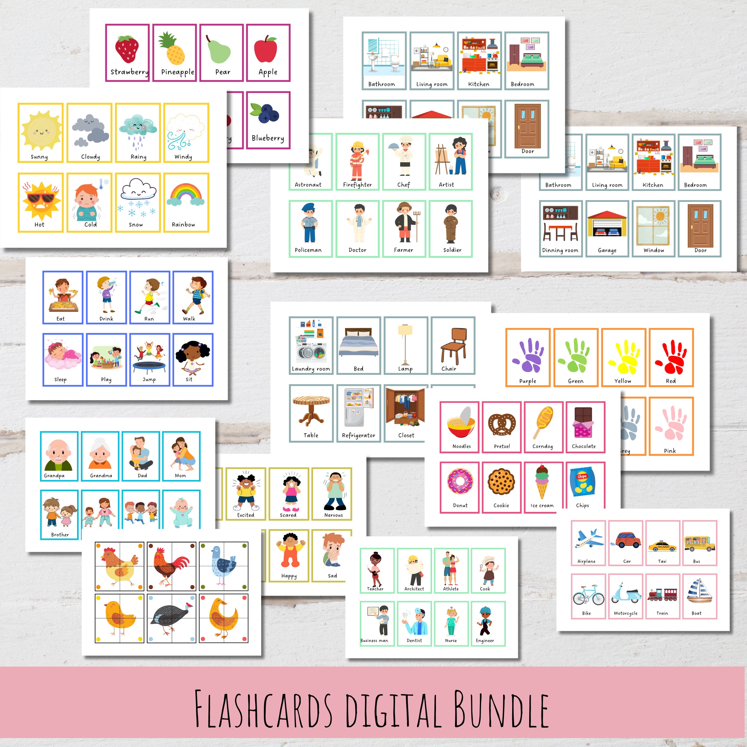 ULTIMATE Digital Flashcards Bundle, Printable, Kids, English Flashcards ...