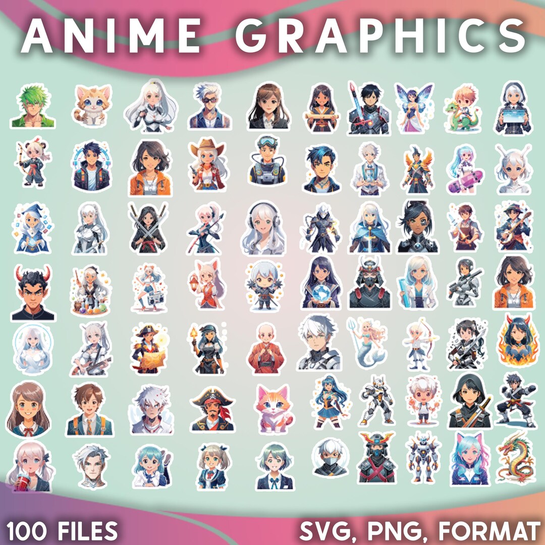 100 X Anime SVG Bundle | Kawaii Vectors | Japan Designs | Cartoon SVG ...