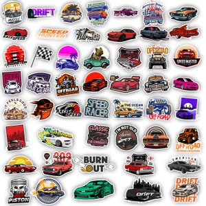 50pc Car Stickers Racing Vinyls Racer Decals Sticker Bomb Sports Car ...